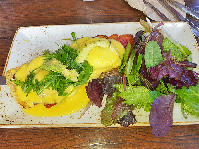 Eggs Benedict gets a Floridian makeover. It's sunshine on a plate, with a side of "why don't I eat this every day?"