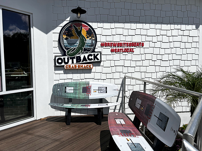 Where surf meets turf in style. The Outback Crab Shack's entrance promises a culinary adventure that's equal parts rustic charm and gourmet flair. Photo credit: Robert Otis