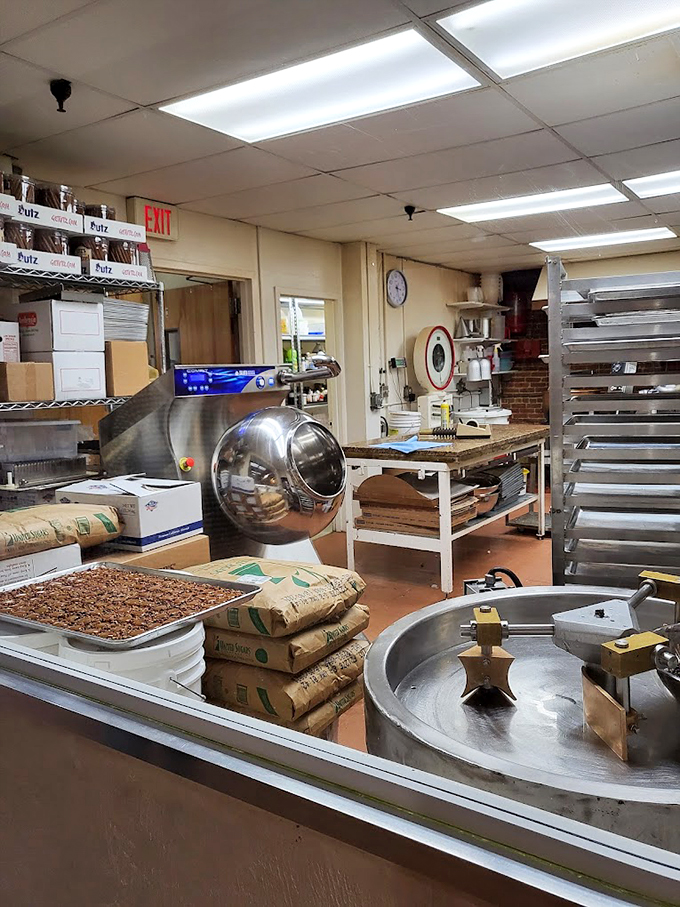 Behind the scenes of sweetness! This kitchen is where the magic happens, turning humble cocoa beans into mouthwatering masterpieces.