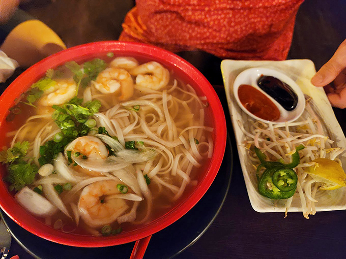 A bowl of shrimp soup that's like a warm hug for your taste buds. It's comfort food that's traveled the world.
