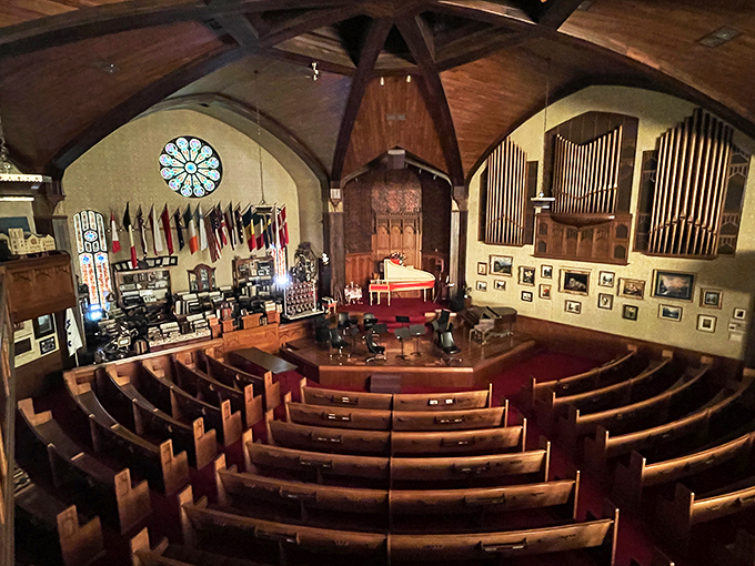 From hymns to polkas, this concert hall has heard it all. The perfect setting for an accordion showdown – may the best squeeze win!