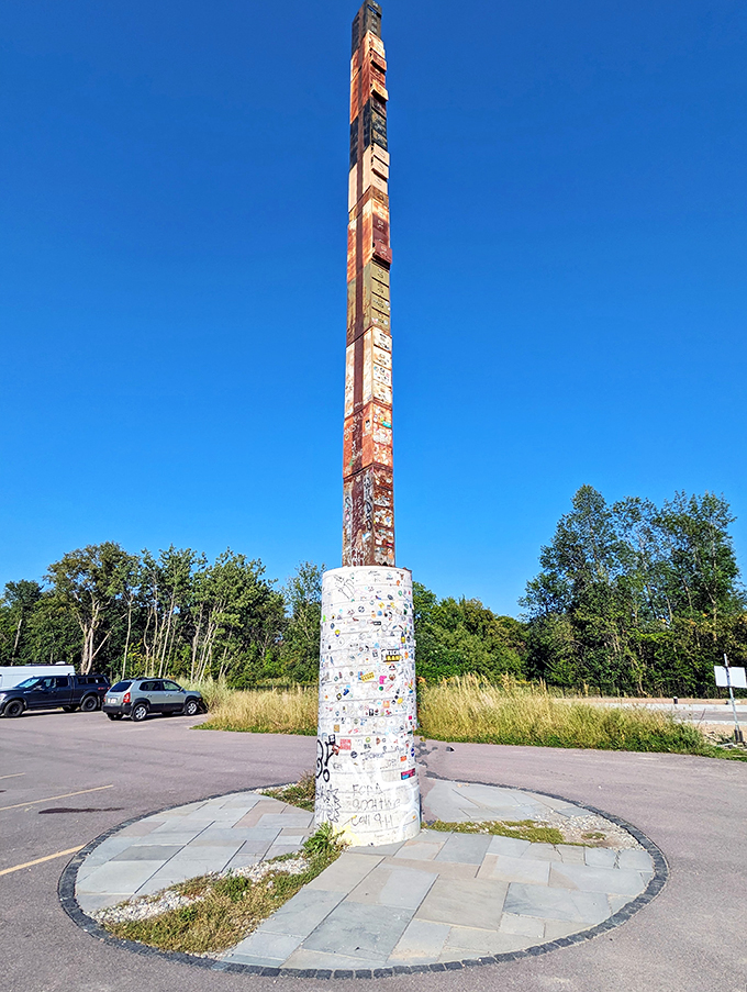 Parking lot meets art installation. It's where office supplies go to dream big and cars come to ponder life's great filing mysteries.