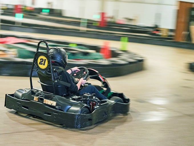 "Vroom with a view! These karts are chomping at the bit to take you on a wild ride through twists and turns." Photo credit: Full Throttle Adrenaline Park Sterling Heights: High Speed Go Karting, Axe Throwing, VR, Rage Room & Group Events