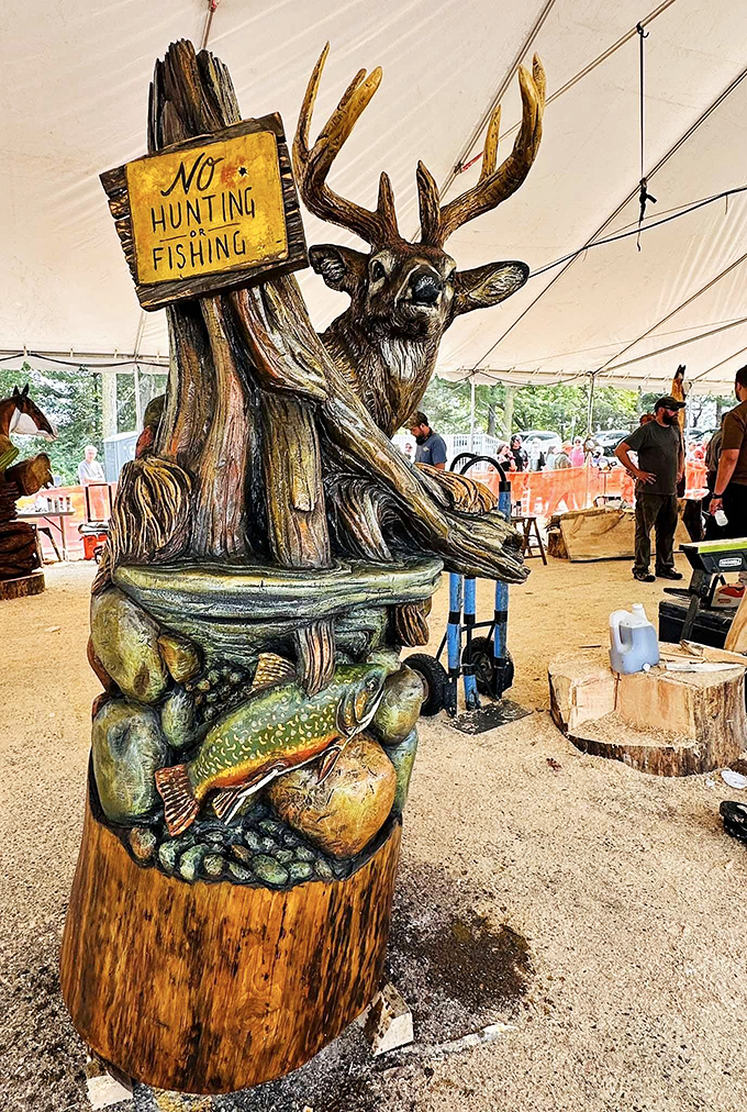 Wood you believe it? These tree-mendous sculptures prove that in Hackensack, every day is Arbor Day... with a twist! Photo credit: Detour North Cabin Outfitters