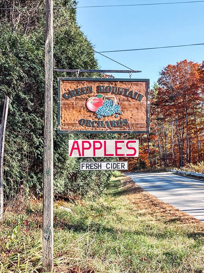Fruit fantasy come true! This orchard sign is like a beacon of hope for apple aficionados.