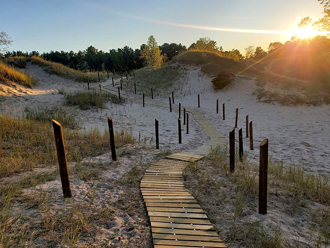 Sandy trails and lakeside sunsets. It's like walking through a living, breathing postcard.