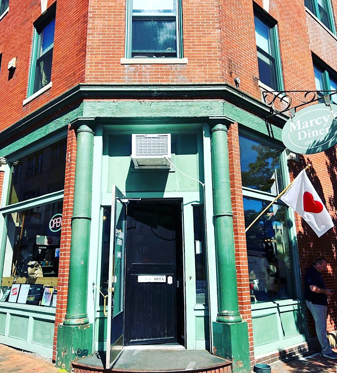 Marcy's Diner: Where the green pillars are as sturdy as the portions. Come hungry, leave happy, and possibly in need of a nap.