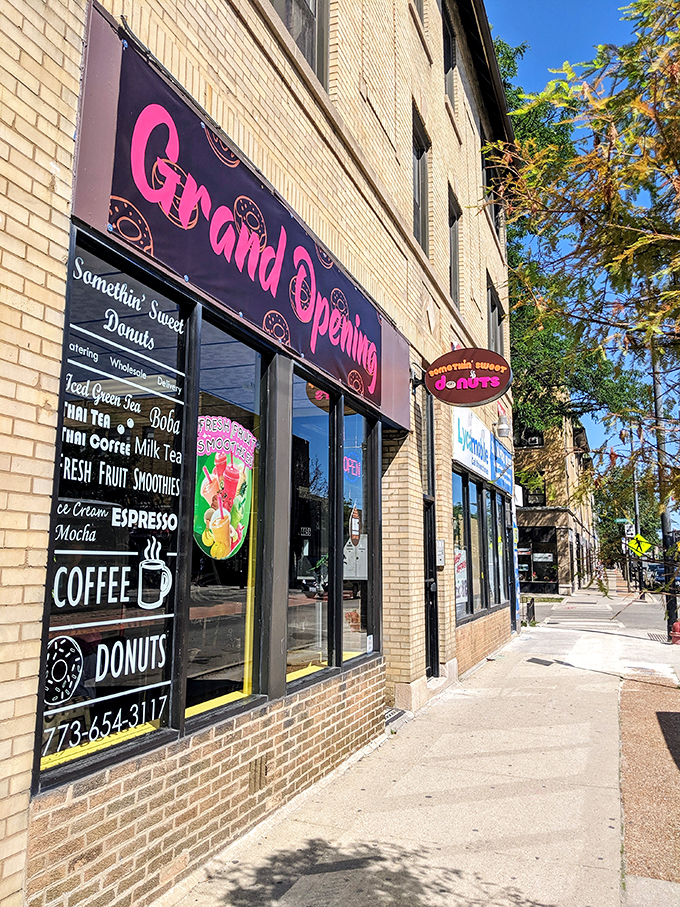 More than just a clever name. Somethin' Sweet's colorful storefront promises a rainbow of flavors inside.