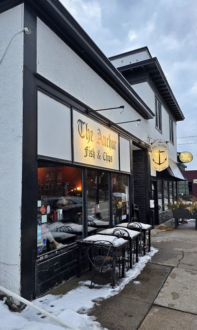 A slice of British heaven in the heart of Minneapolis! The Anchor's cozy exterior promises authentic fish and chips inside. Photo credit: Todd B.