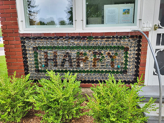 "It's a glass act! Step inside this shimmering abode where sunlight dances through walls of vintage bottles, creating a kaleidoscope of wonder." Photo credit: michelle seifert