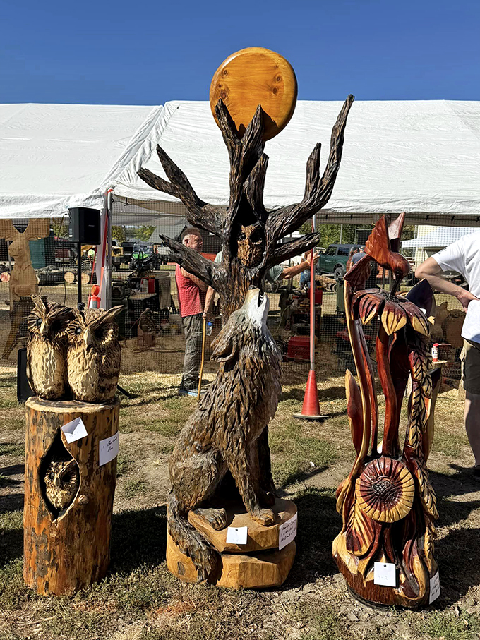 From logs to landmarks! These wooden wonders are like a forest's fever dream come to life. Talk about branching out! Photo credit: Hackensack Chainsaw Event