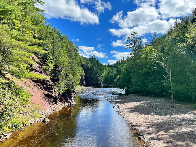 Where river meets rock in a dramatic display that would make any geologist weak in the knees.