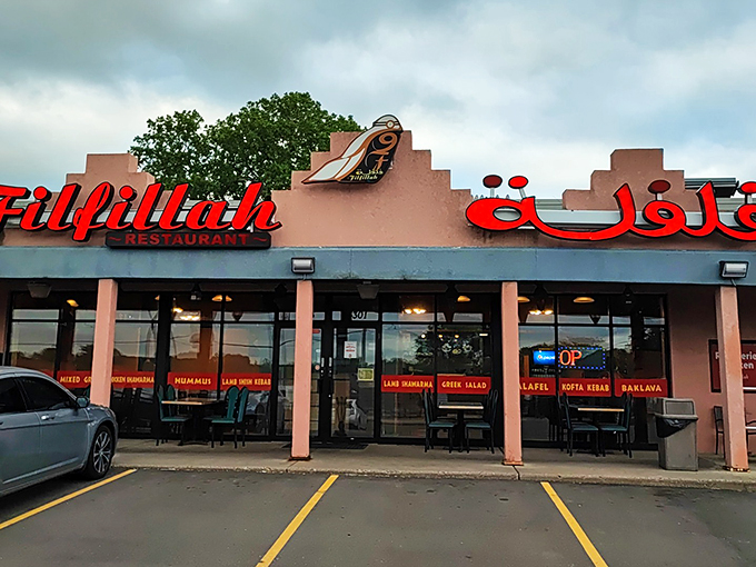 Pink building, golden delights! Filfillah's exterior might be subtle, but their flavors are anything but.