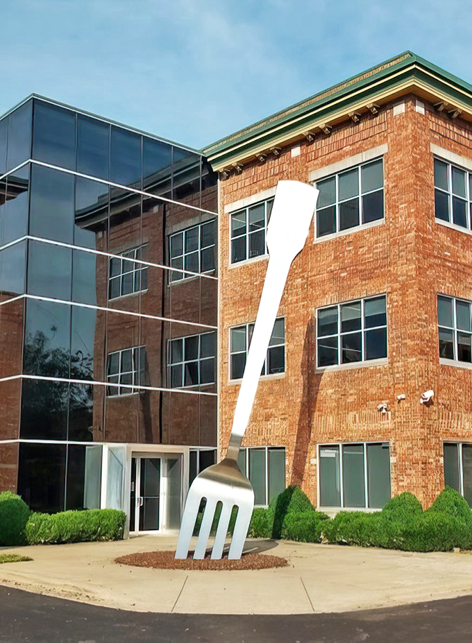 Stick a fork in it? More like stick a building with it. Springfield's diner decor goes sky-high.