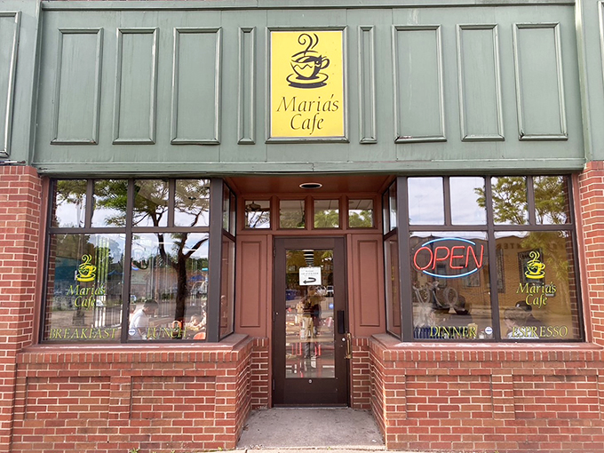 Don't judge a book by its cover – or a cafe by its awning. Maria's simple exterior hides flavor explosions within.