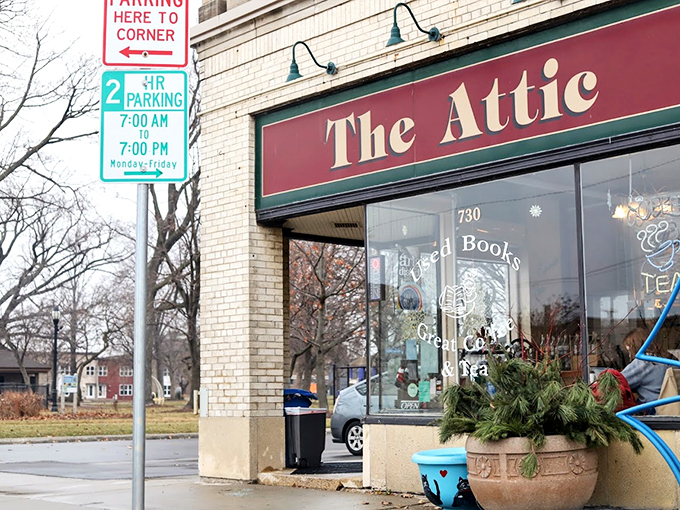 Where every book comes with a side of brew! The Attic's inviting storefront is a beacon for book lovers and coffee aficionados alike.