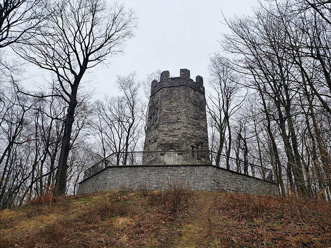 "Winter's chill meets architectural thrill. This scene is so hauntingly beautiful, it's to die for (figuratively speaking, of course)."
