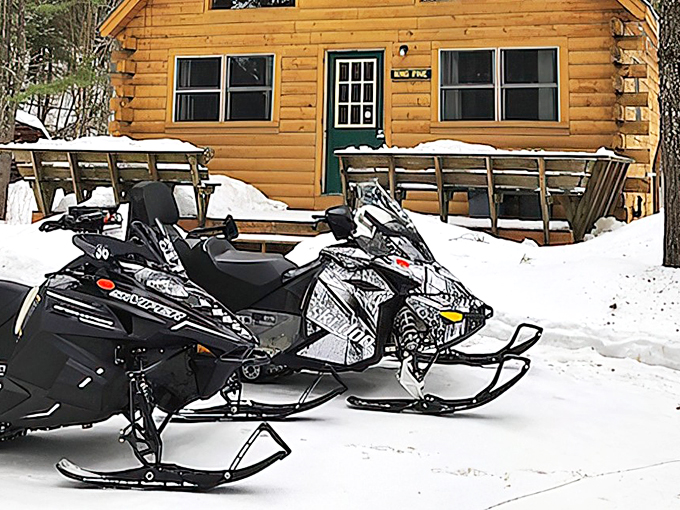 Mechanical steeds await their riders: These snowmobiles are itching to carve up the powder like Olympic skiers on espresso.