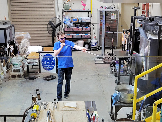 Welcome to the hot seat! This workshop is where glass dreams are blown into reality.