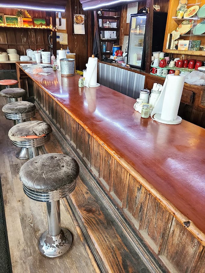 Well-worn counter stools tell the story of countless morning coffees and afternoon conversations shared by locals and travelers alike.
