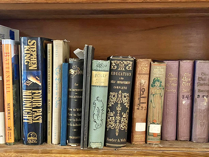 Bookworms, rejoice! This shelf is stacked with more vintage wisdom than a retirement home bingo night. Time to brush up on your fly fishing and etiquette.
