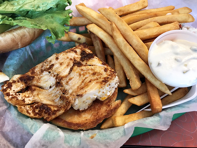 Perfectly seasoned Cajun haddock meets crispy fries in a match made in seafood heaven.