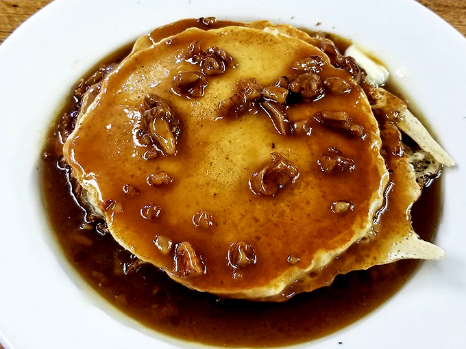Pancakes or dessert? Why not both! These caramel pecan beauties are the breakfast equivalent of wearing your favorite sweatpants to a fancy dinner.