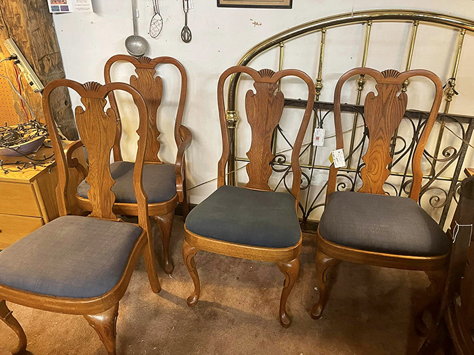 These chairs have seen some things, folks. Pull up a seat and let your imagination run wild with the tales they could tell.