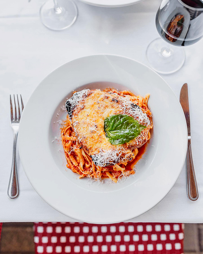 Classic chicken parmesan gets the star treatment, with a crispy crust that practically auditions for Broadway. Photo credit: Nick's Steakhouse