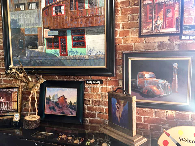 Jerome's architectural charm, immortalized in paint. It's like a love letter to the town, written in brushstrokes instead of words.