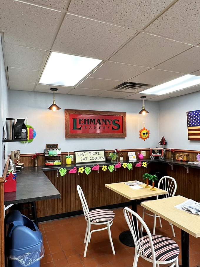 Life's short, eat cookies! This cheerful dining nook is the perfect spot to contemplate that sage advice over coffee and kringle.