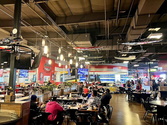 Dine trackside where the ambiance is as charged as the karts. It's like a pit stop, but with better food and less pressure to change tires.