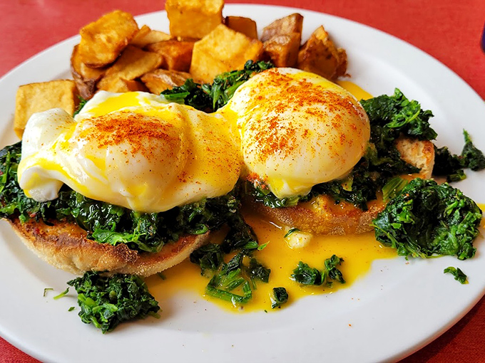 These eggs Benedict with fresh spinach look ready for their close-up on the cover of