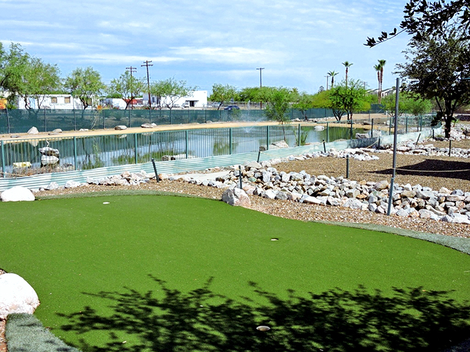 Fore! Or is it five? This mini-golf course brings a touch of whimsy to the desert, challenging your putting skills amidst cacti and sunshine. Photo credit: Tucson / Lazydays KOA Resort