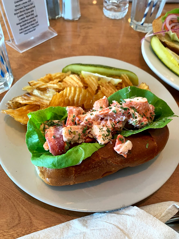 A lobster roll that's basically summer vacation on a toasted bun, dressed in its Sunday best with fresh lettuce. Photo credit: Ews