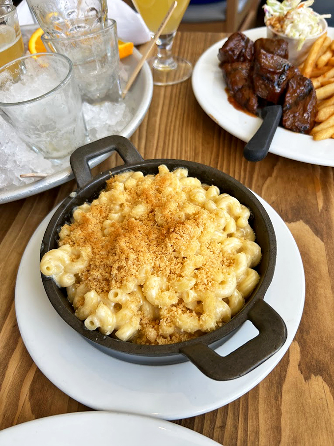 Mac and cheese that's dressed for a night out, complete with a golden-brown crumb topping that adds the perfect crunch.