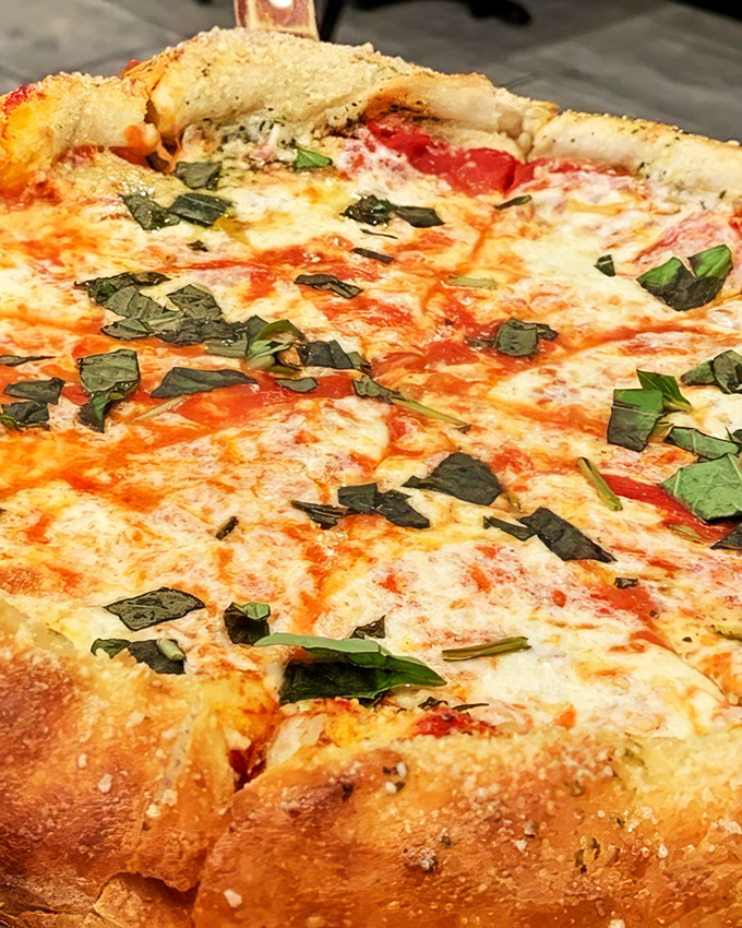 Crispy, bubbled crust meets melty mozzarella and fresh basil&mdash;proof that sometimes the simplest combinations are pure magic.