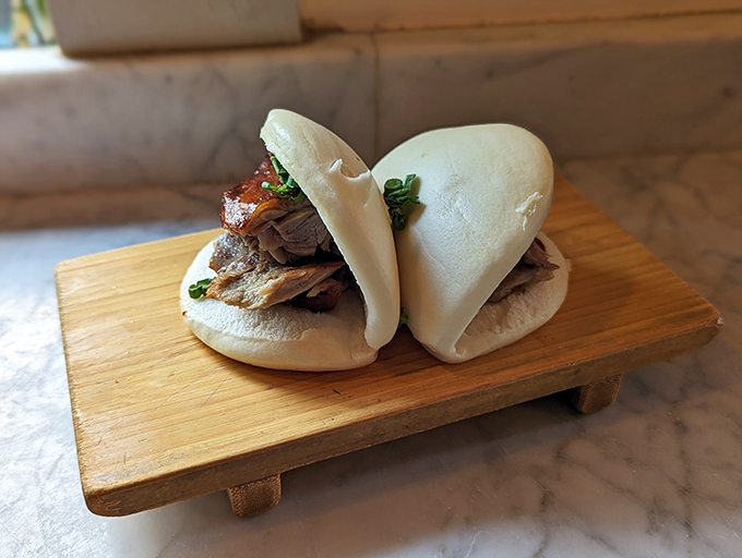 Peking duck buns so fluffy, they could double as pillows. But trust me, you'll want these in your mouth, not under your head!