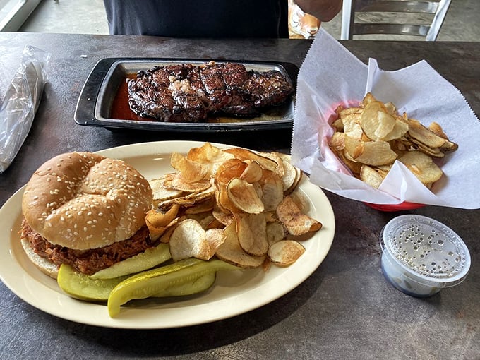 The ultimate hand-held happiness! This pulled pork sandwich is ready to transport your taste buds to flavor town.