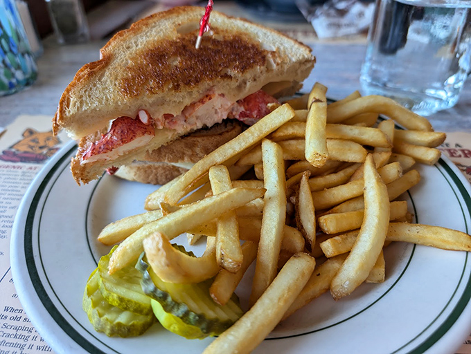 The classic grilled sandwich gets a Maine makeover. Perfectly toasted bread hugging fresh seafood - it's comfort food elevated.