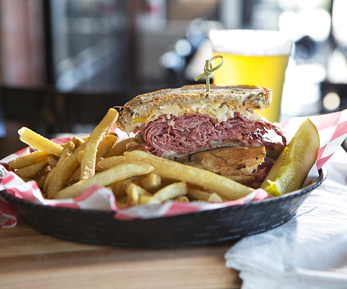A Reuben that could make a New Yorker homesick, piled high with enough corned beef to share (but you won't).