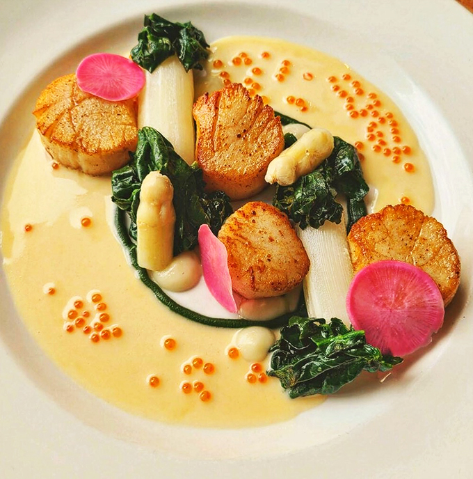 Scallops playing hide and seek with veggies. It's like "Where's Waldo?" but every find is delicious.