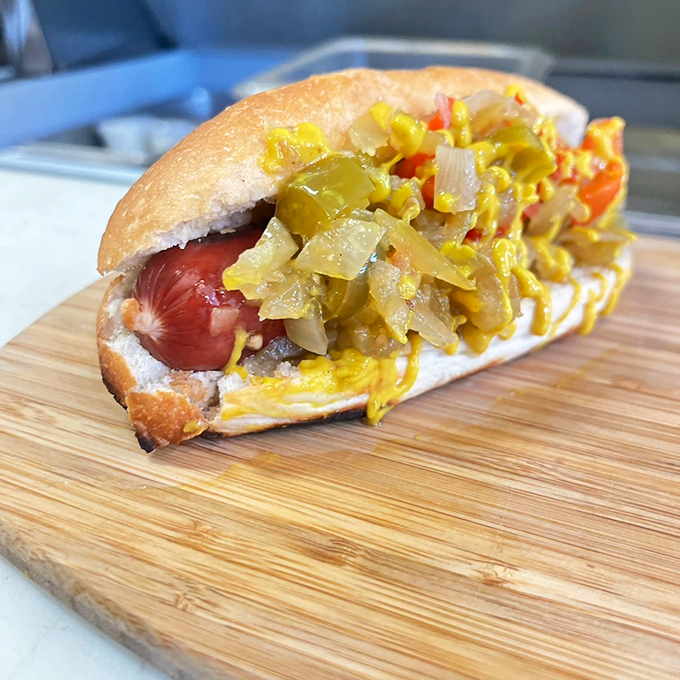 Fancy meets fun! This Snake River Wagyu beef hot dog is the James Bond of franks - sophisticated, yet ready for action.