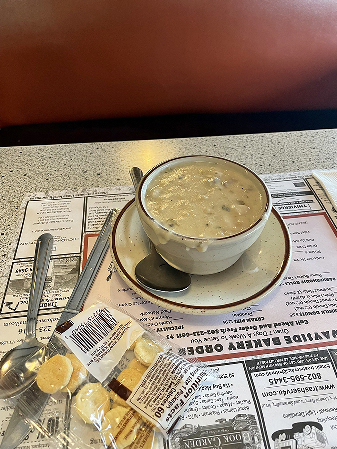 A bowl of comfort, served steaming hot. This creamy concoction looks like it could cure anything from a cold to a broken heart.