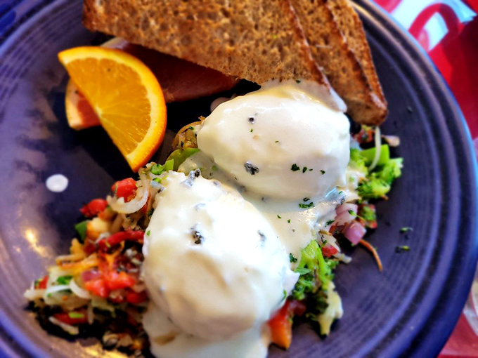 Who says healthy can't be heavenly? This veggie hash topped with poached eggs is a garden party in your mouth.