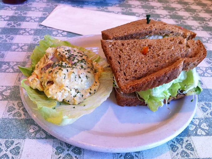 Who said healthy can't be heavenly? This veggie sandwich and potato salad duo is proof that virtuous eating can still be downright delicious. Photo credit: Derek R.