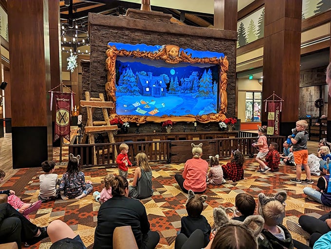 Storytime or portal to another world? This enchanted forest scene captivates young audiences with tales of wonder. Photo credit: Hannah Valdini