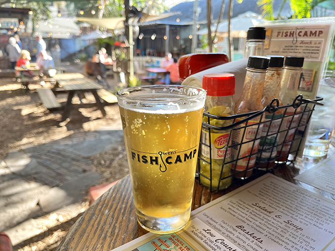 Cheers to good times! This crisp, golden beer is the perfect sidekick for your seafood adventure, with a view that's hard to beat.