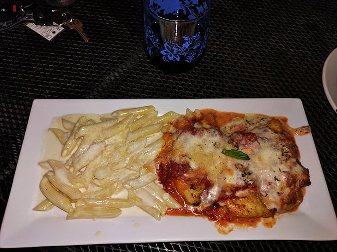 Chicken Parmigiana: Where cheese meets chicken in holy matrimony. This dish is so good, you might want to propose to it – just don't tell your date. Photo credit: Crystal Cascades