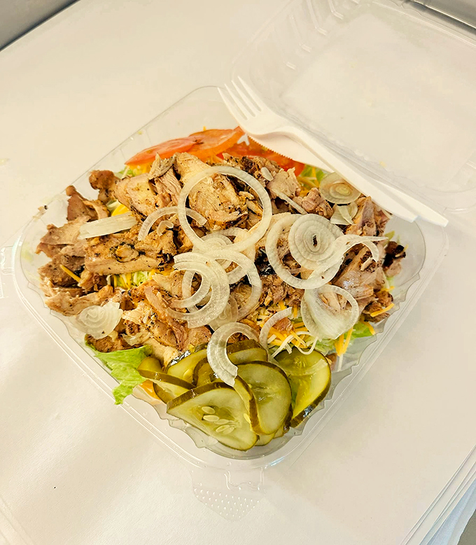 Chicken salad that's a feast for the eyes and the taste buds. It's like a party in a container, and you're invited!